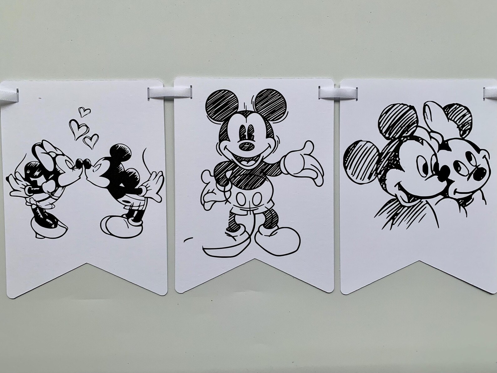 Modern Mickey Mouse Garland/ Sketch Images Mickey Garland/ Mickey Black ...