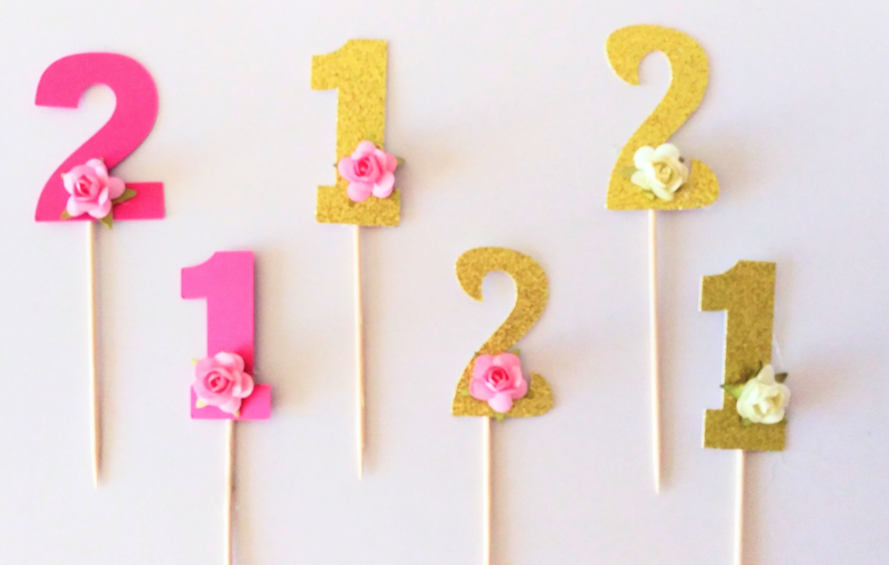 Number Cupcake Topper/ Shabby Chic Cupcake Toppers/ Minnie | Etsy