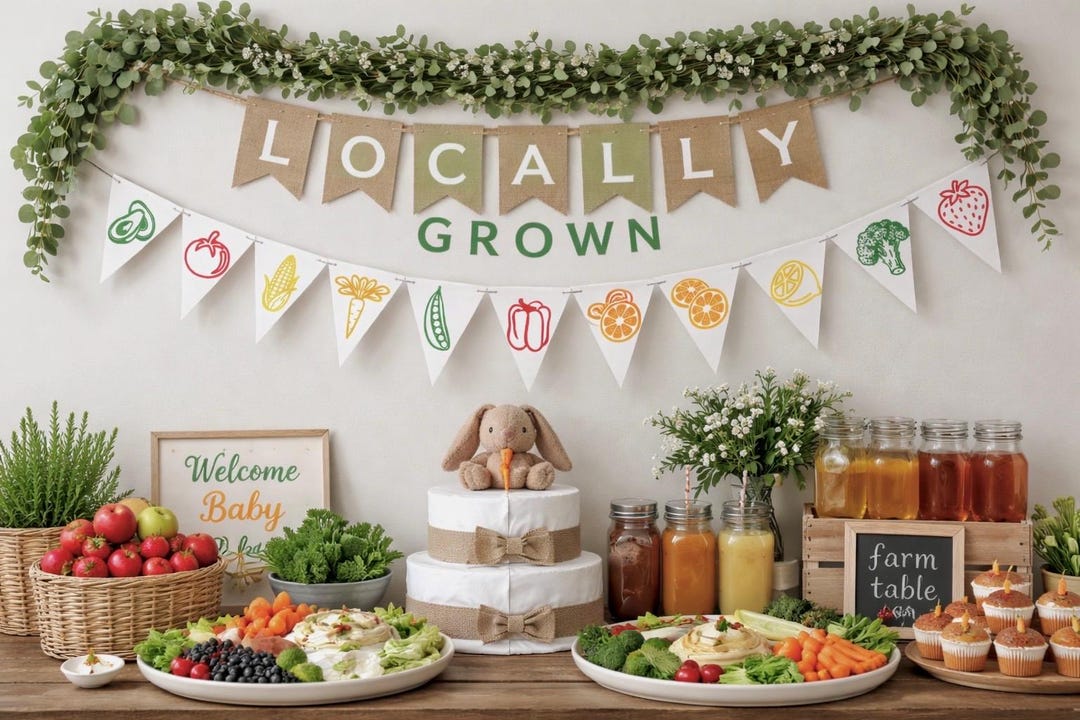 Fruits and Vegetables Garland/ Locally Grown Baby Shower & Birthday ...