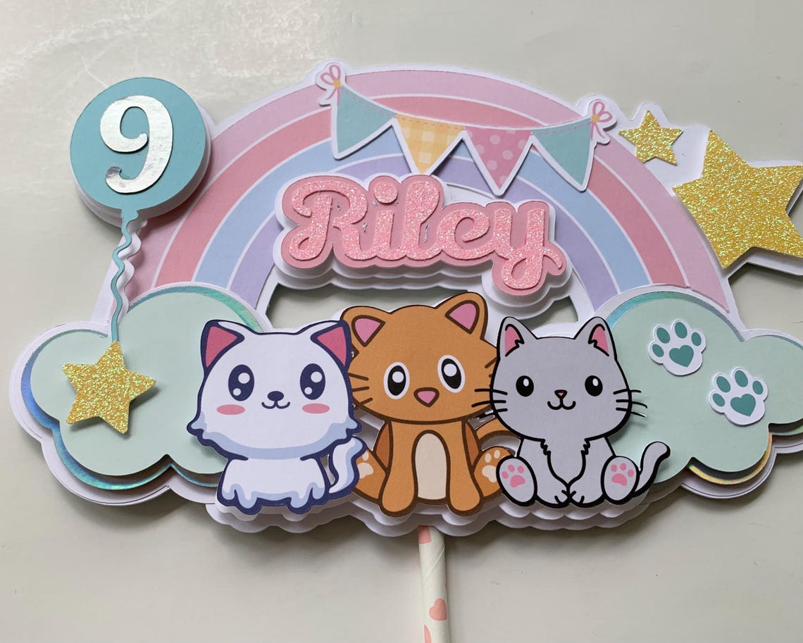 Kitten Cake Topper/cats Party Decorations/kitten- Cats Favors/cats ...