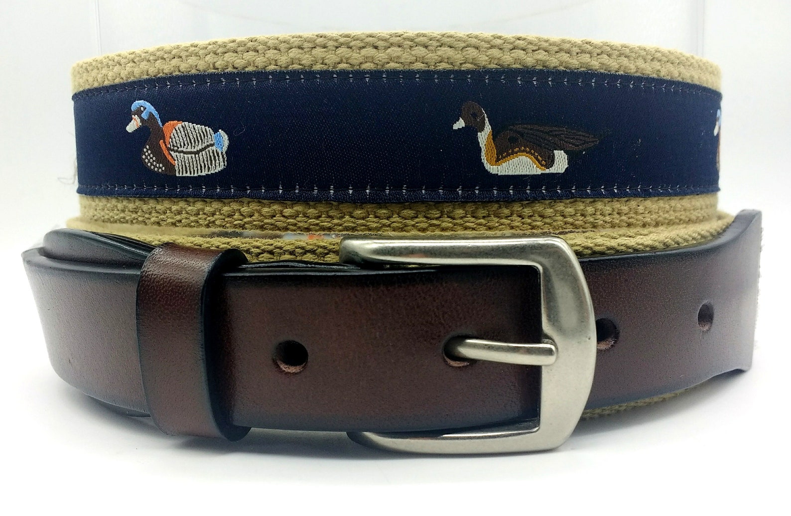 Duck Jacquard Ribbon Belt/Preppy Duck Belt/D-Ring Or Leather | Etsy