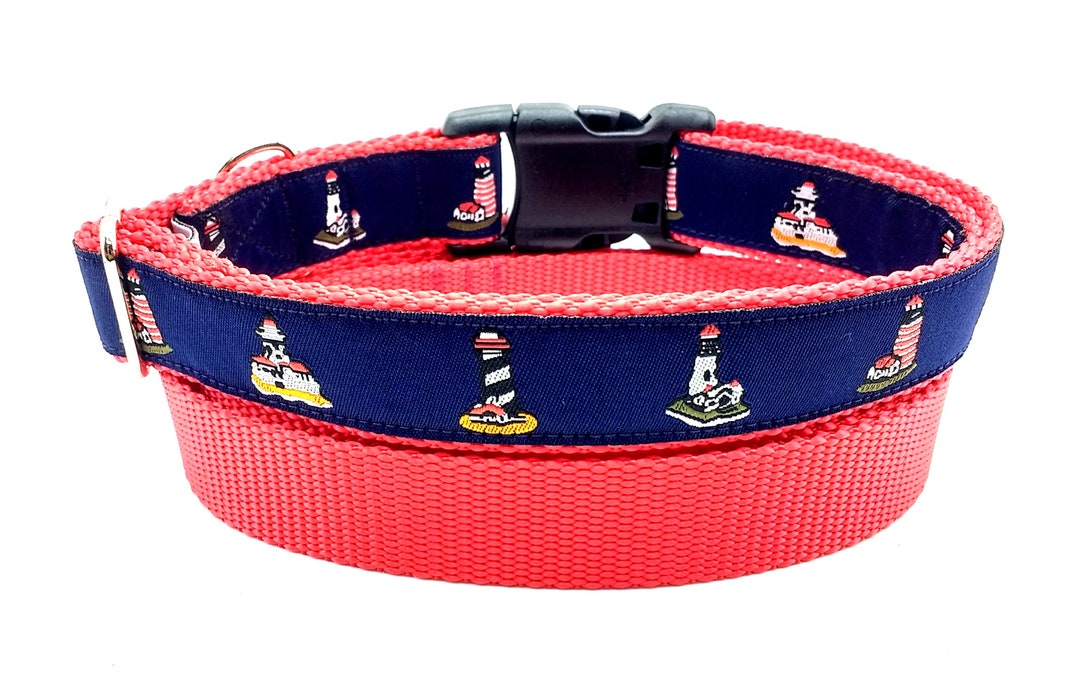 Lighthouse Dog Collar/jacquard Lighthouse Ribbon/adjustable Dog Collar ...