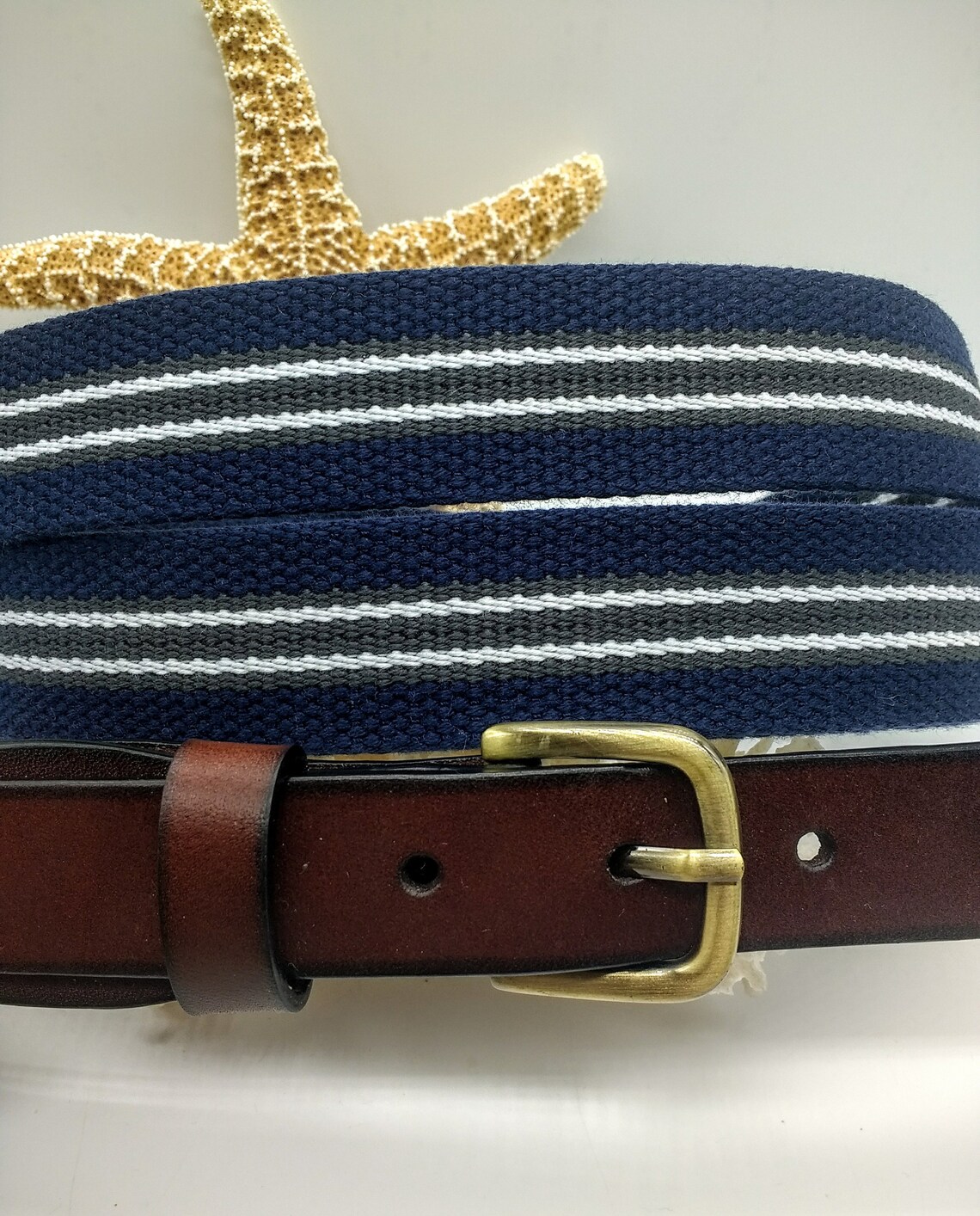 Classic Mens Woven Stripe Webbing Belt/Preppy D-Ring or | Etsy