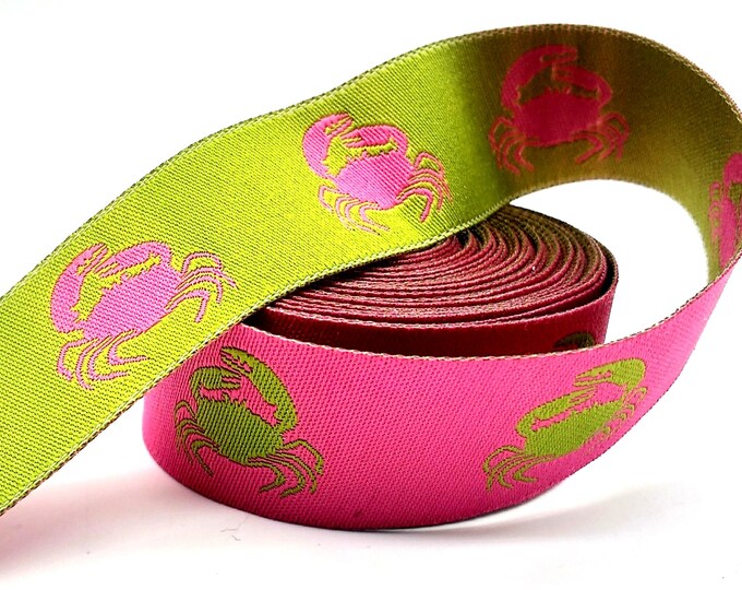 Jacquard Ribbon/ribbon/jacquard Reversible Crab Ribbon/7/8 Inches Wide ...