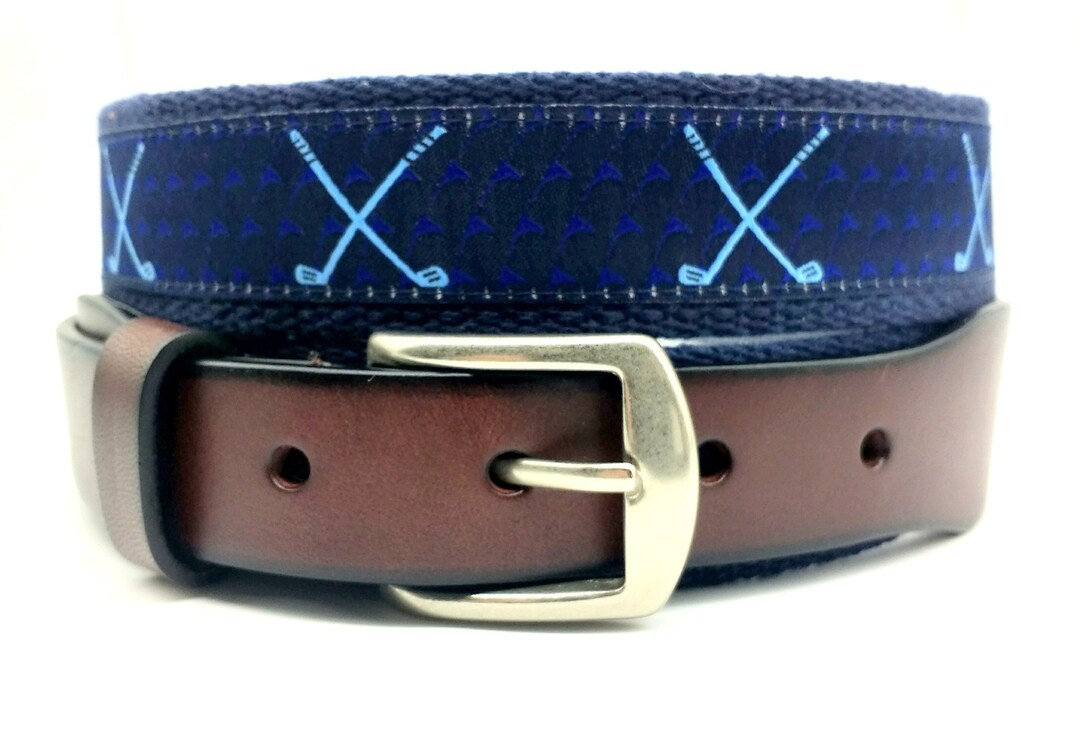 Golf Belt/men's Ribbon Golf Belt/top Grain Leather With Solid Brass ...