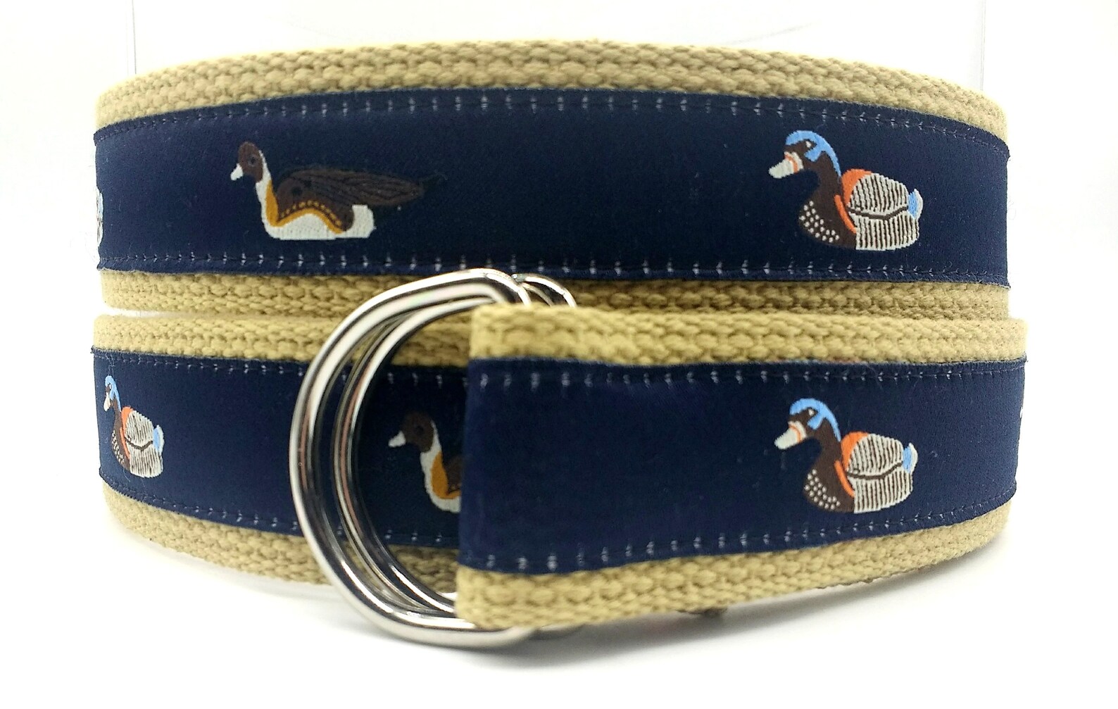 Duck Jacquard Ribbon Belt/preppy Duck Belt/top Grain Leather Belt With ...