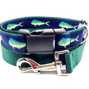 Dolphin/mahi-mahi Dog Collar/mahi-mahi Jacquard Ribbon Dog Collar ...