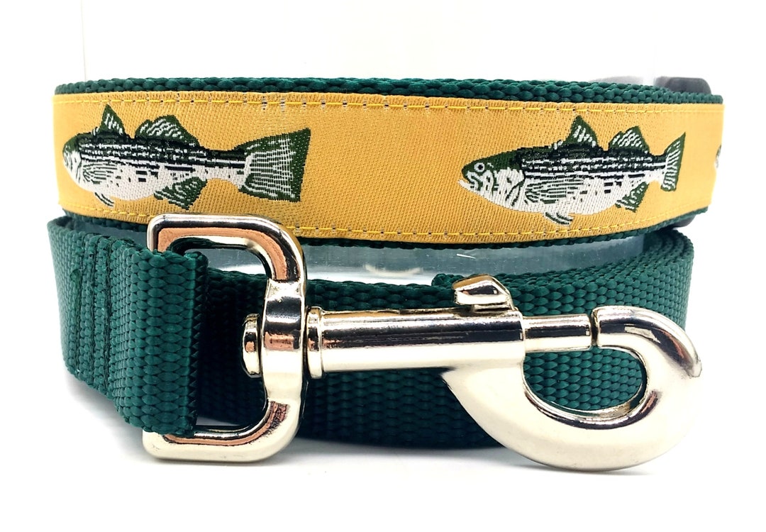 Bass Fish Dog Collar/1 Inch Width/optional Matching Solid Color Leash ...