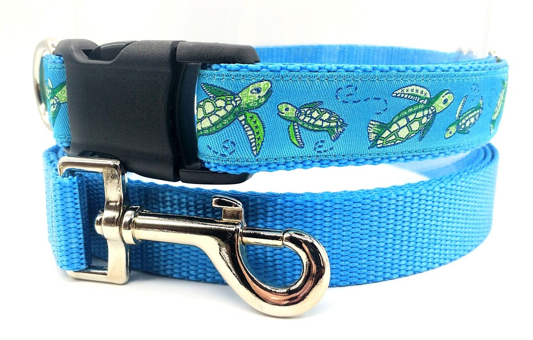 Sea Turtle Dog Collar/ Nautical Dog Collar/ One Inch Wide Turtle Collar ...