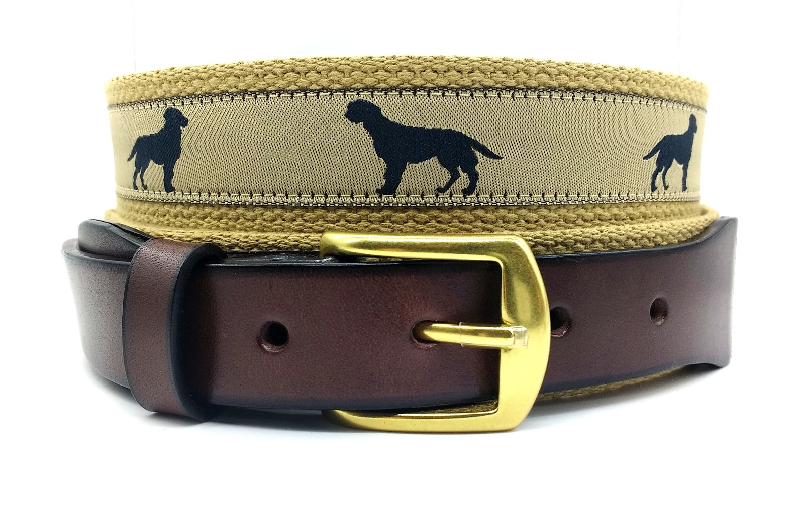 Dog Silhouette Ribbon Belt/preppy Dog Ribbon Belt/top Grain | Etsy