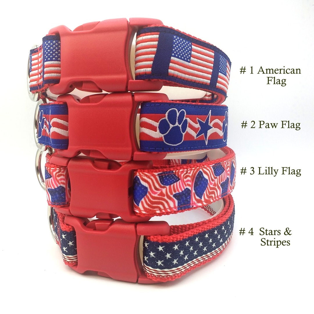 American Flag Dog Collar/jacquard Ribbon/adjustable Dog Collar - Etsy