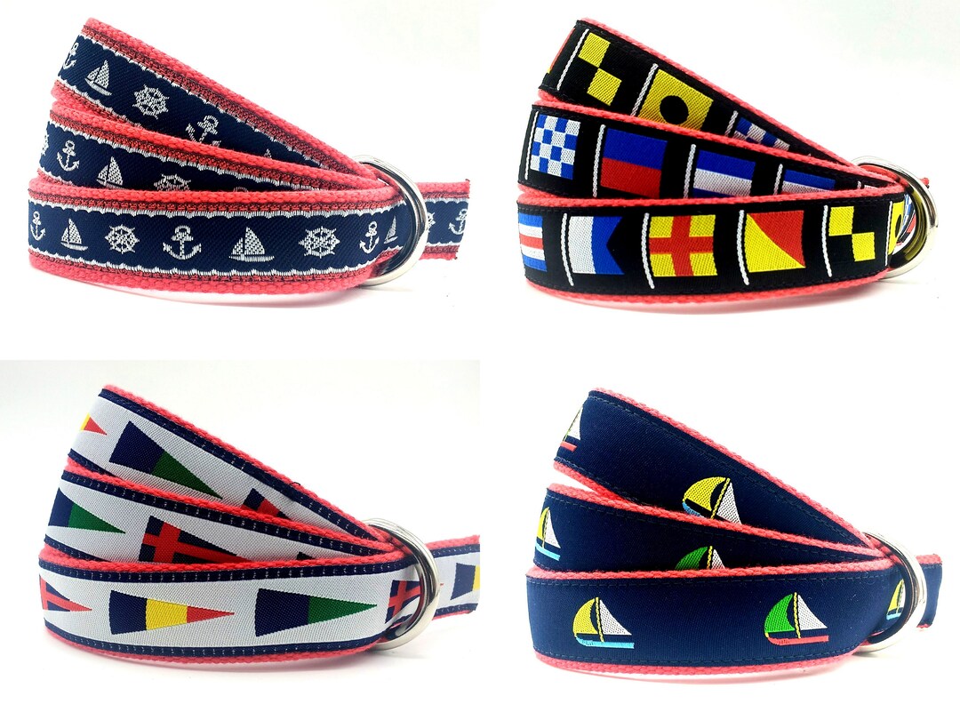 Boy's Nautical D-ring Belt/preppy Jacquard Ribbon Webbing Belt/boats ...