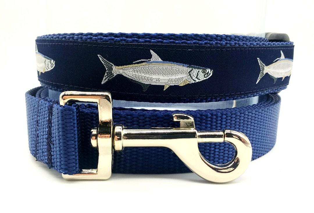 Tarpon Fish Dog Collar/jacquard Tarpon Fish Ribbon/matching Solid Color ...