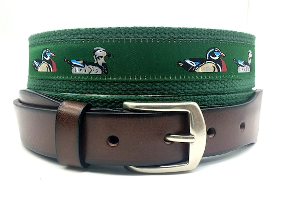Mens Preppy Ribbon Belt/mallard Duck Jacquard Ribbon | Etsy