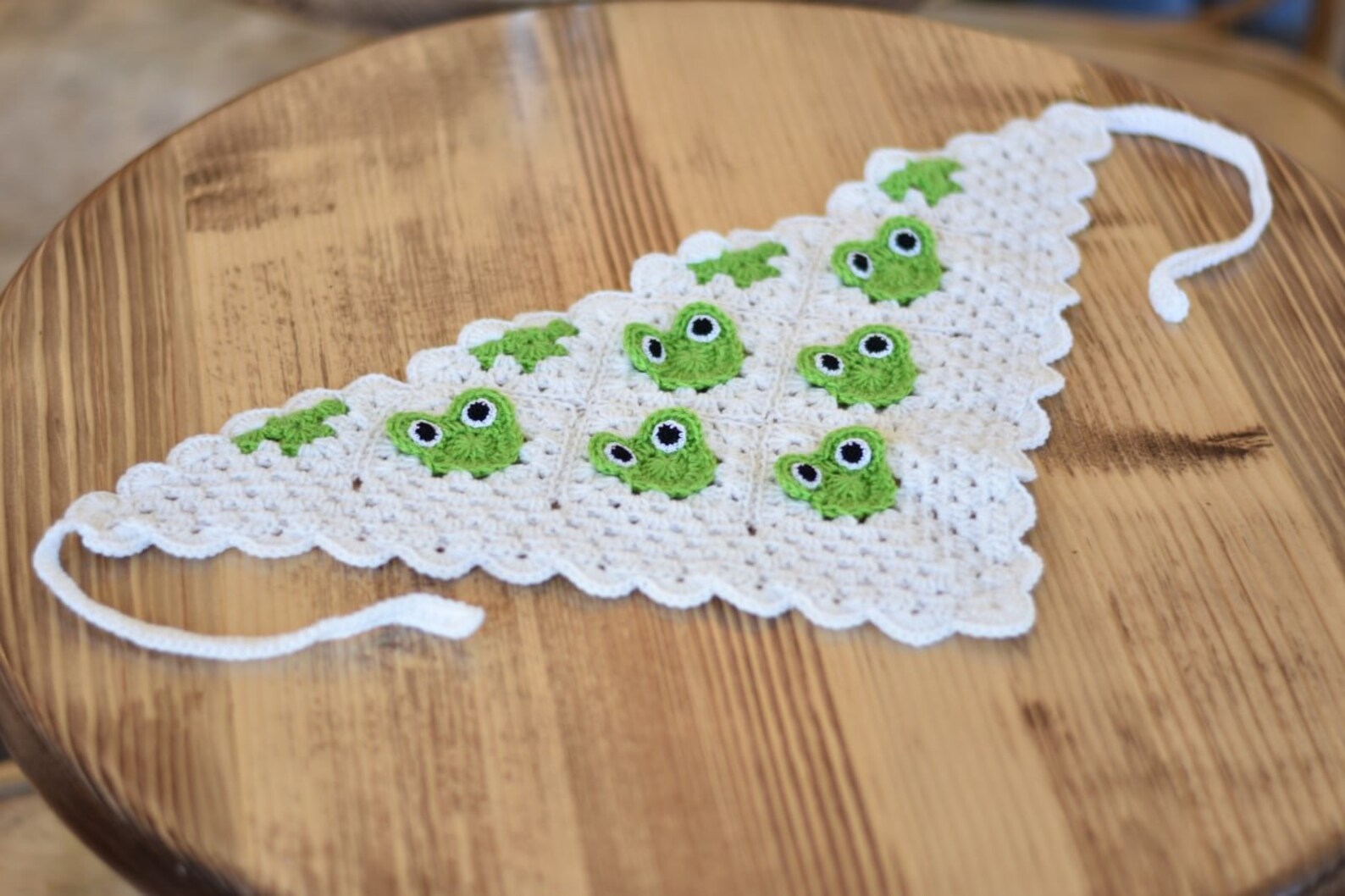 Frog Bandana Crochet Head Scarf Funny Bandana White Сrochet - Etsy
