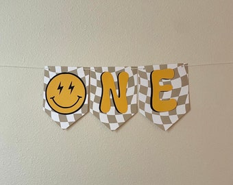 One Happy Dude High Chair Banner Smiley Face One High Chair Banner ...