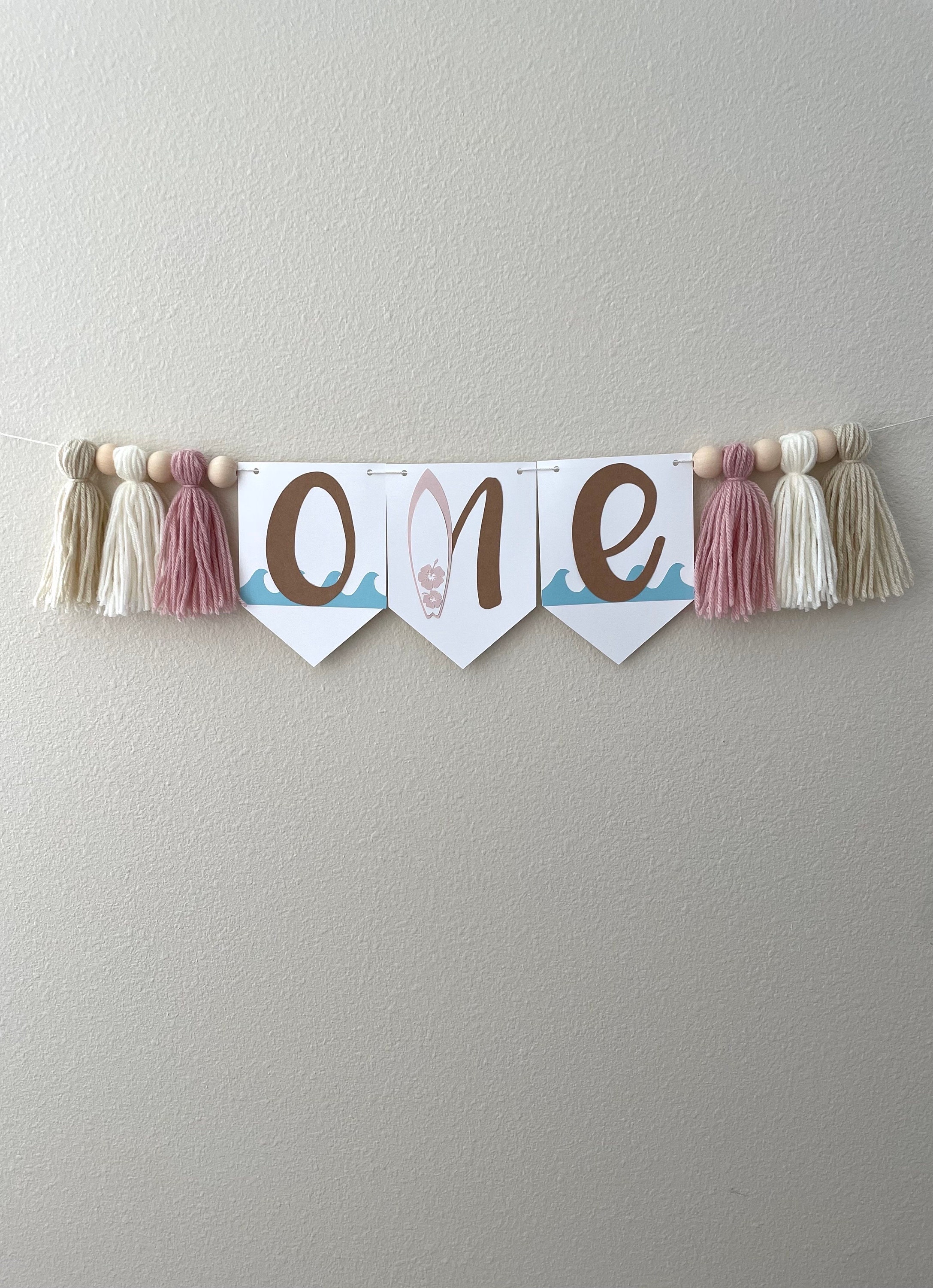 Surf Baby Girl Birthday the Big One Highchair Garland Boho - Etsy