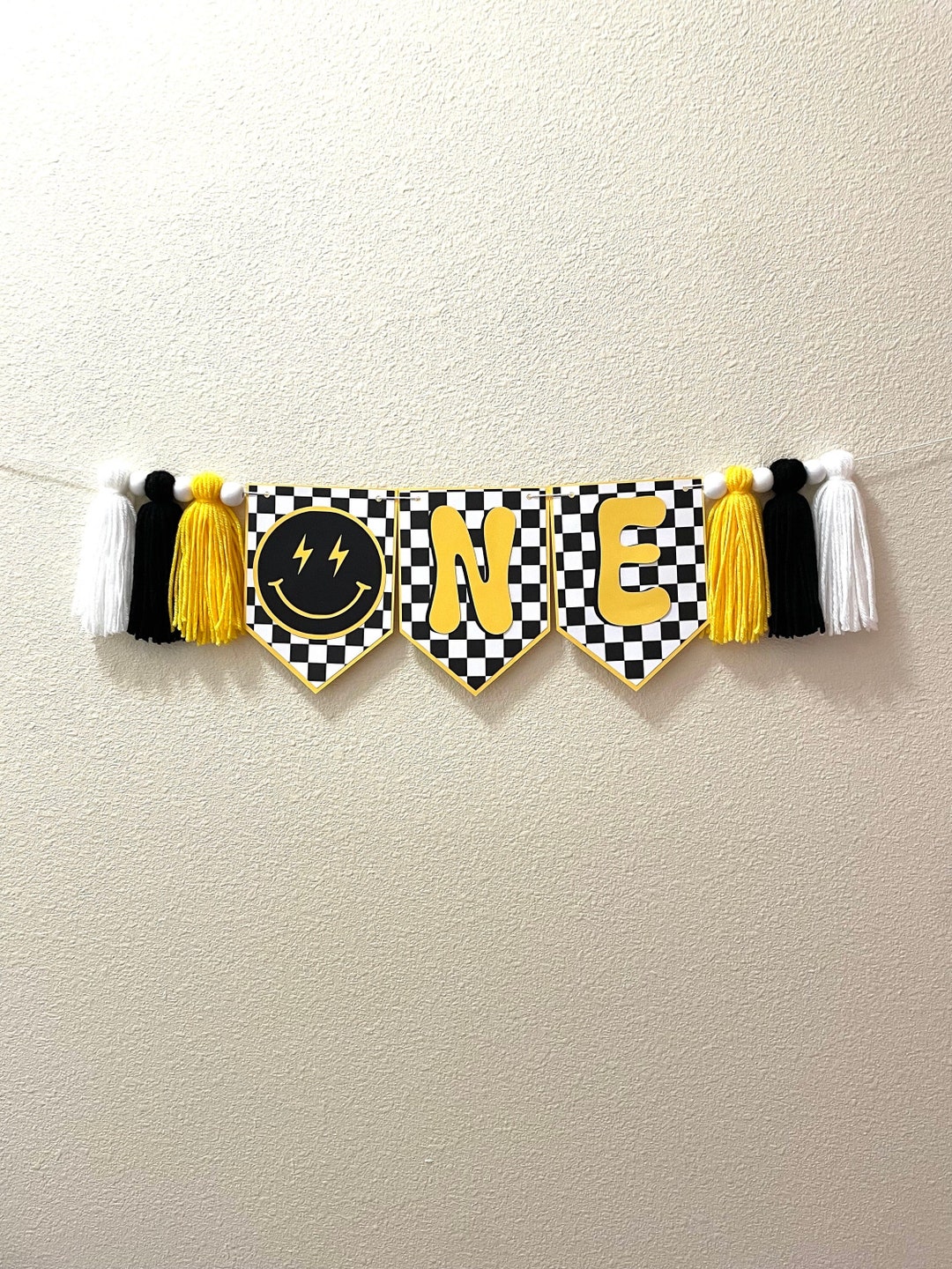 One Happy Dude High Chair Banner Smiley Face One High Chair Banner ...