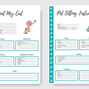 Cat Care Planner [27 Pages] - PDF Printable - Cat Care Sheets, Cat ...