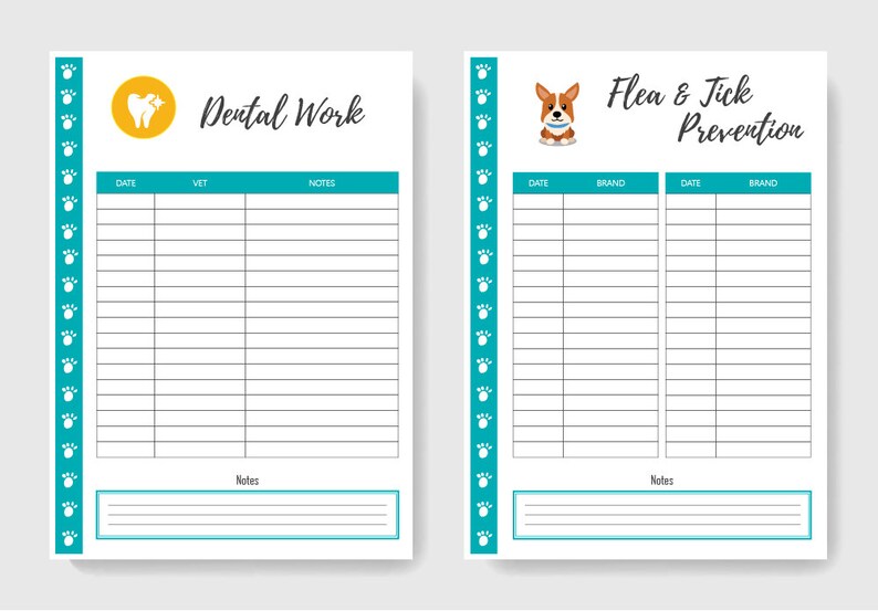 Dog Care Planner [29 Pages] - PDF Printable - Dog Care Sheets, Dog ...