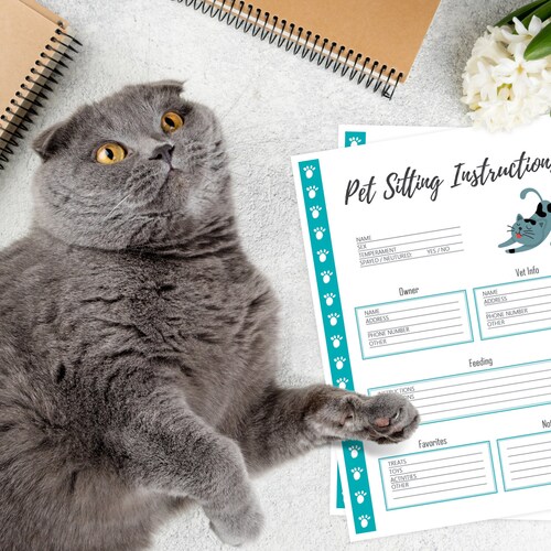 Cat Care Planner 27 Pages PDF Printable Cat Care Sheets - Etsy