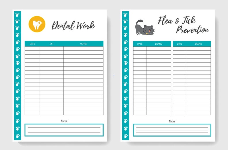 Cat Care Planner [27 Pages] - PDF Printable - Cat Care Sheets, Cat ...