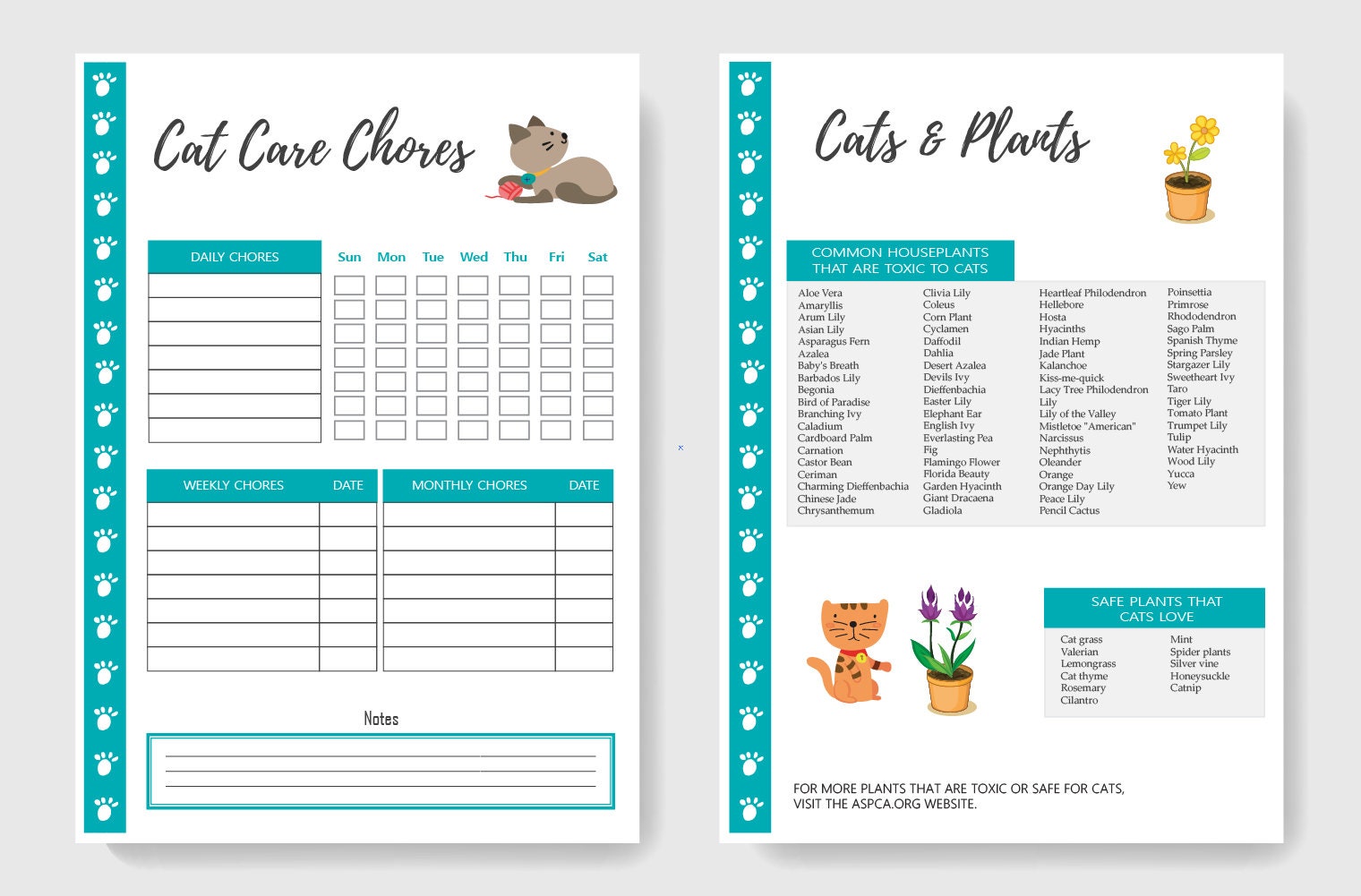 Cat Care Planner [27 Pages] - PDF Printable - Cat Care Sheets, Cat ...