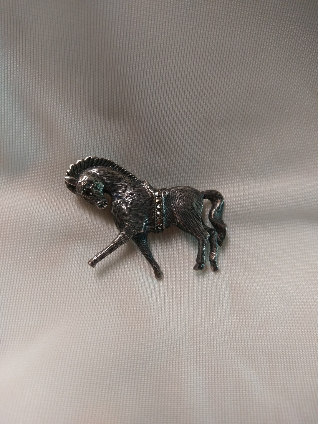 Vintage Sterling Silver Prancing Horse or Pony Brooch With Garnet Eye ...