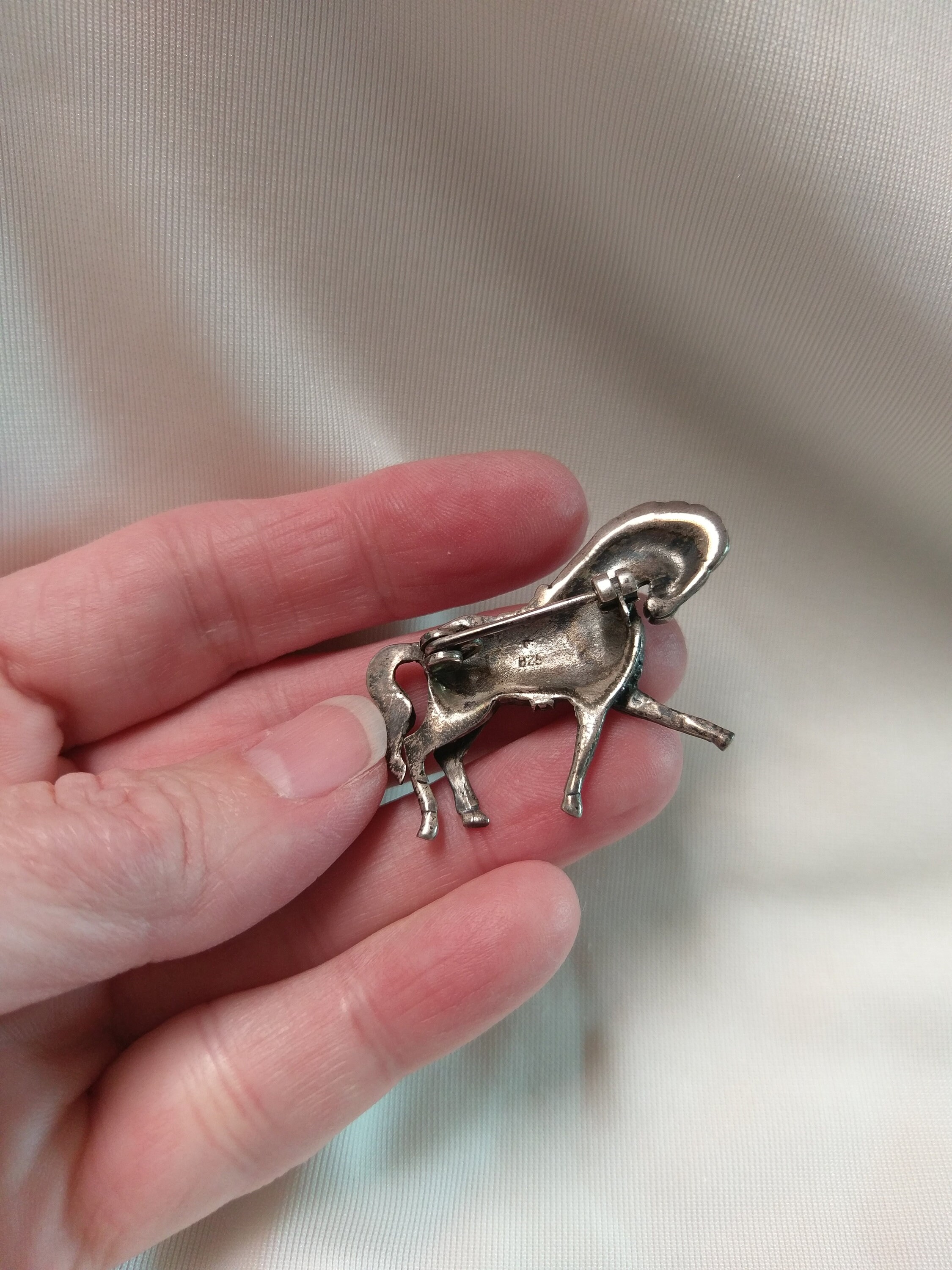 Vintage Sterling Silver Prancing Horse or Pony Brooch With Garnet Eye ...