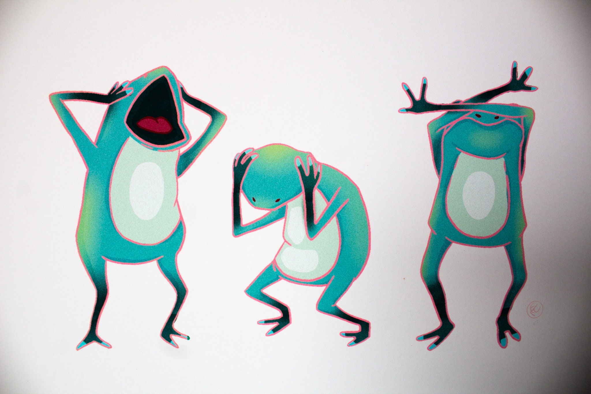 Frustrated Frogs Digital Print Poster A4 A5 Cartoon - Etsy