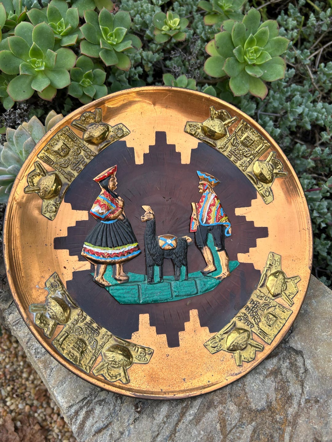 Decorative Peruvian Copper and Brass Plate Wall Decor - Etsy