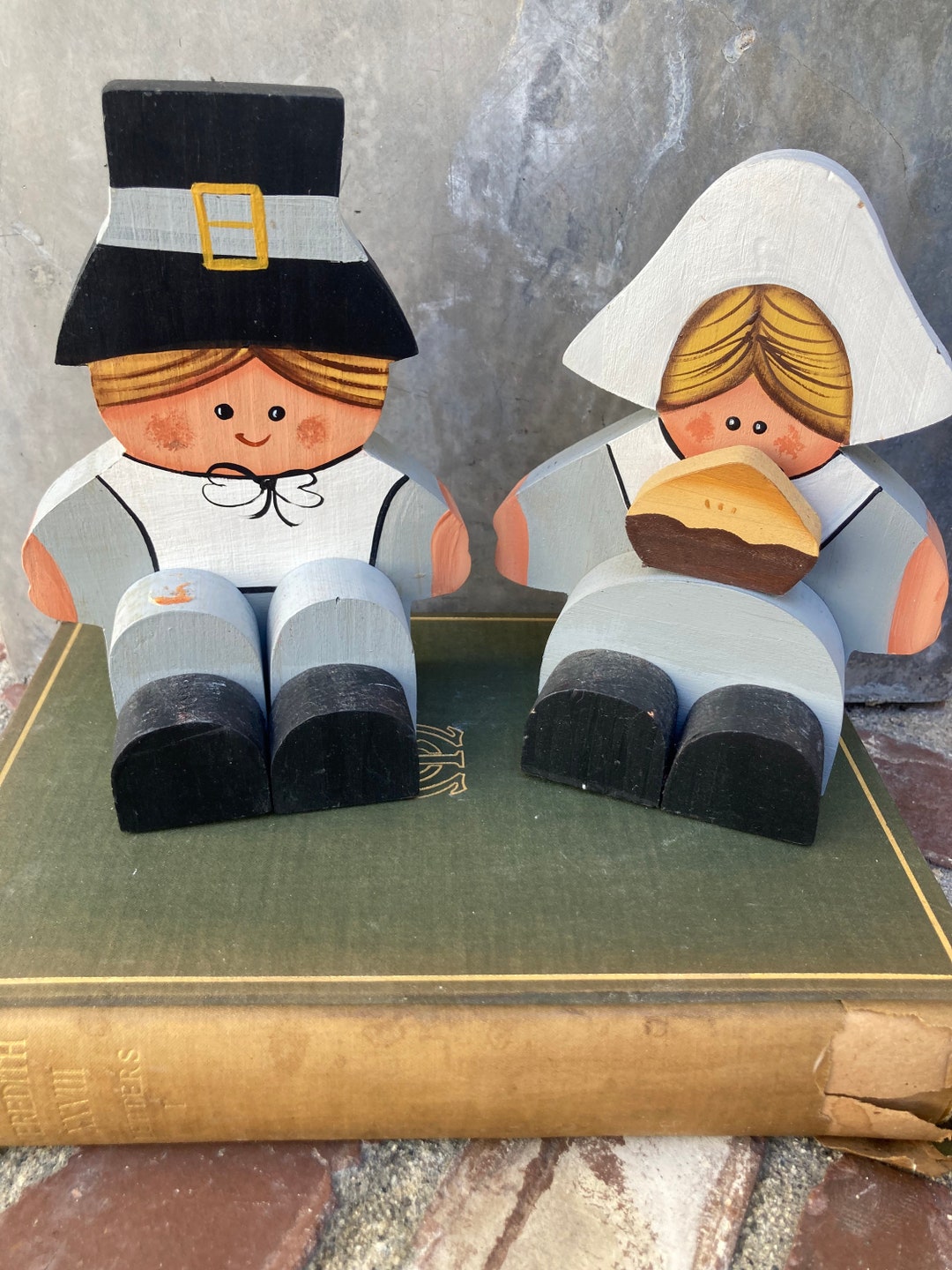 Handpainted Wood Pilgrim Figurines: Thanksgiving Decor - Etsy