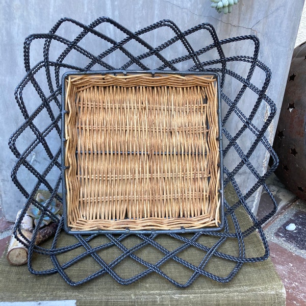 Wicker and Wire Basket - Etsy