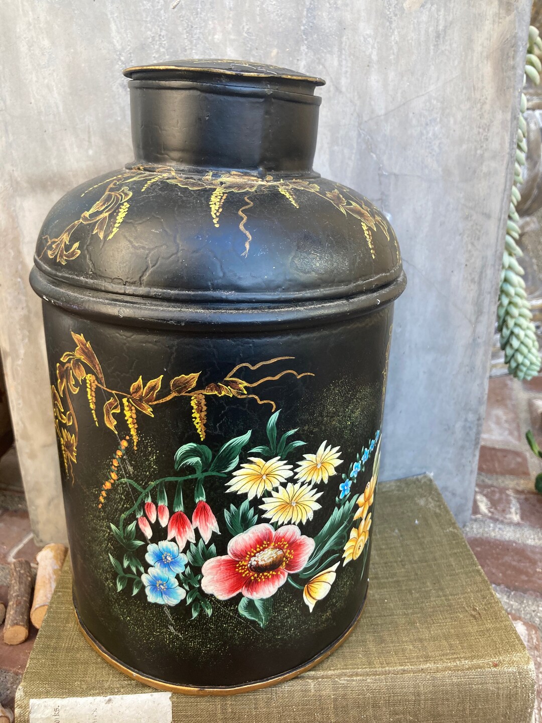 Decorative Decoupaged Black Container - Etsy