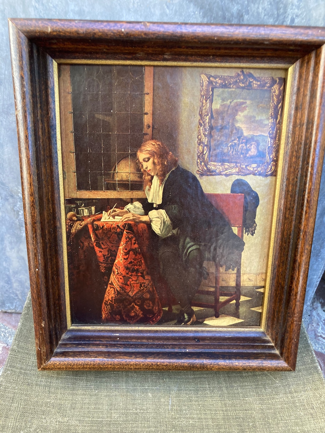 Man Writing A Letter in Vintage Frame - Etsy