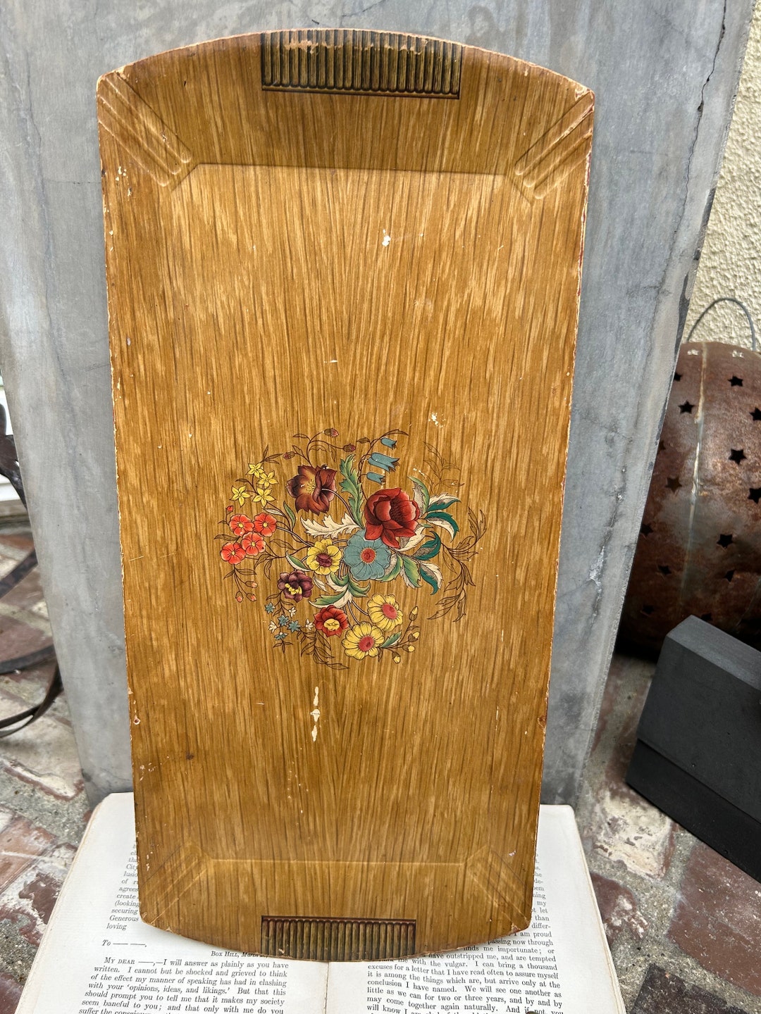 Vintage MCM Hasko Tray With Floral Lithograth - Etsy