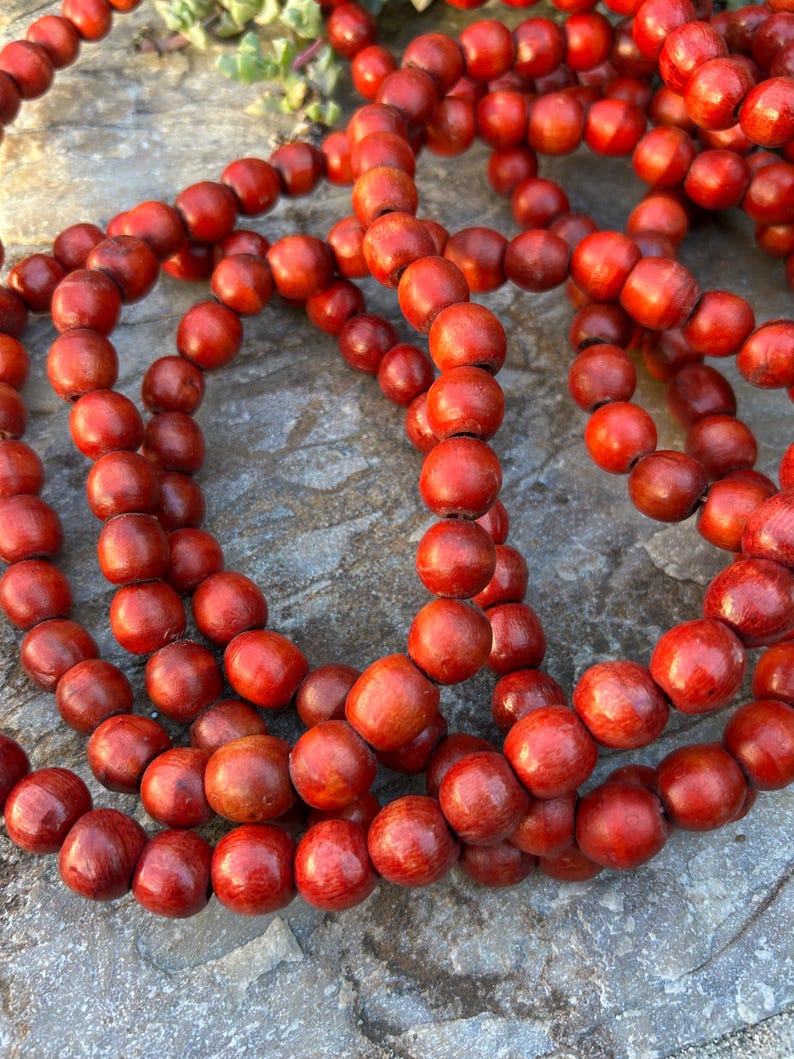 Cranberry Red Wood Beaded Garland - Etsy