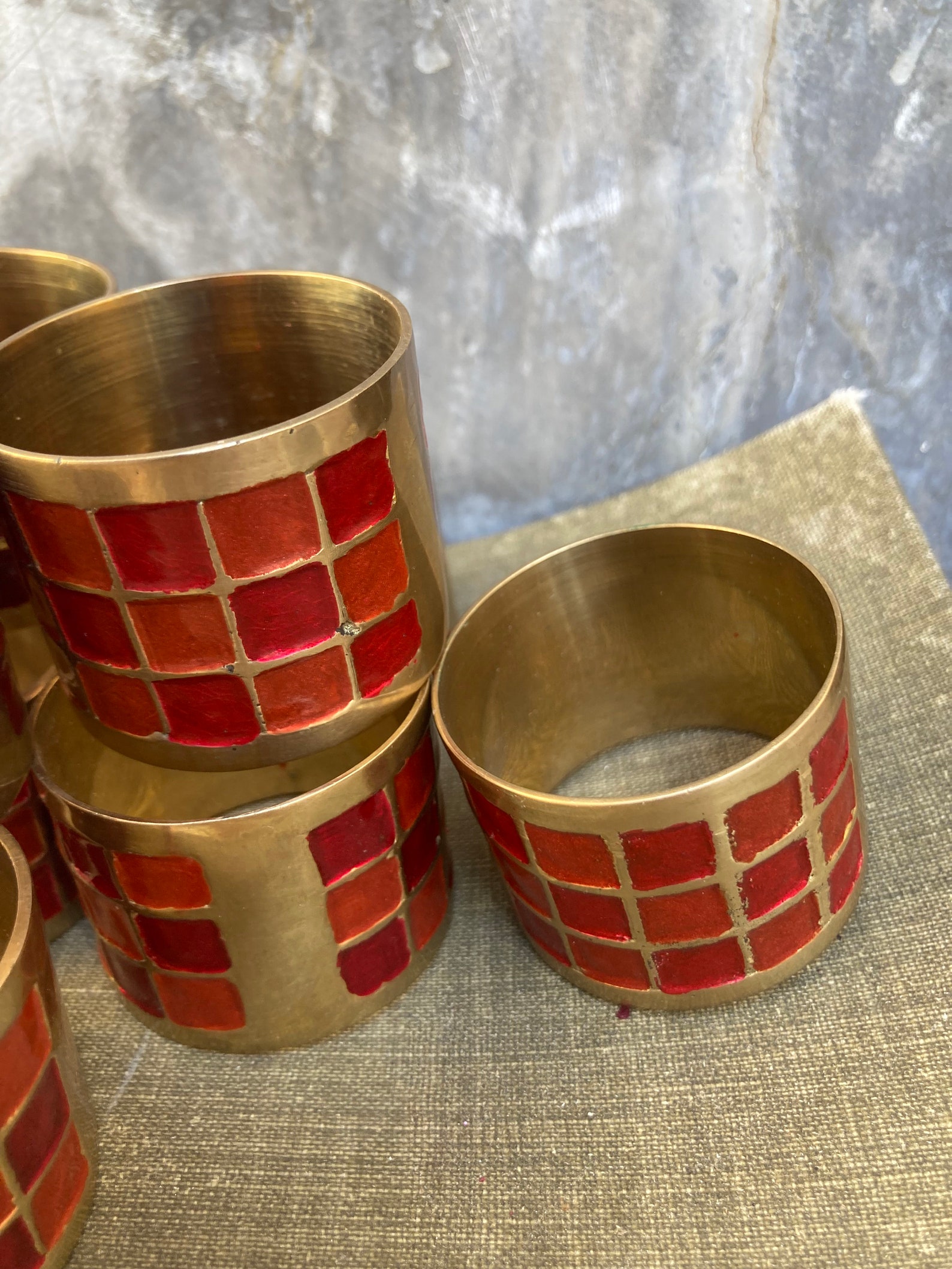 10 Red Enamel Metal Napkin Rings - Etsy