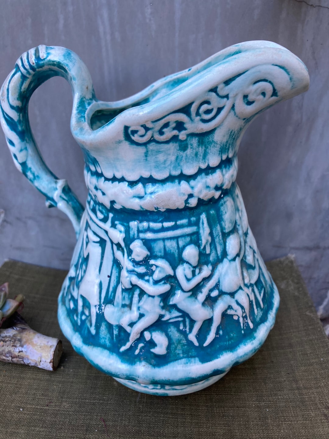 Vintage Blue Pitcher - Etsy