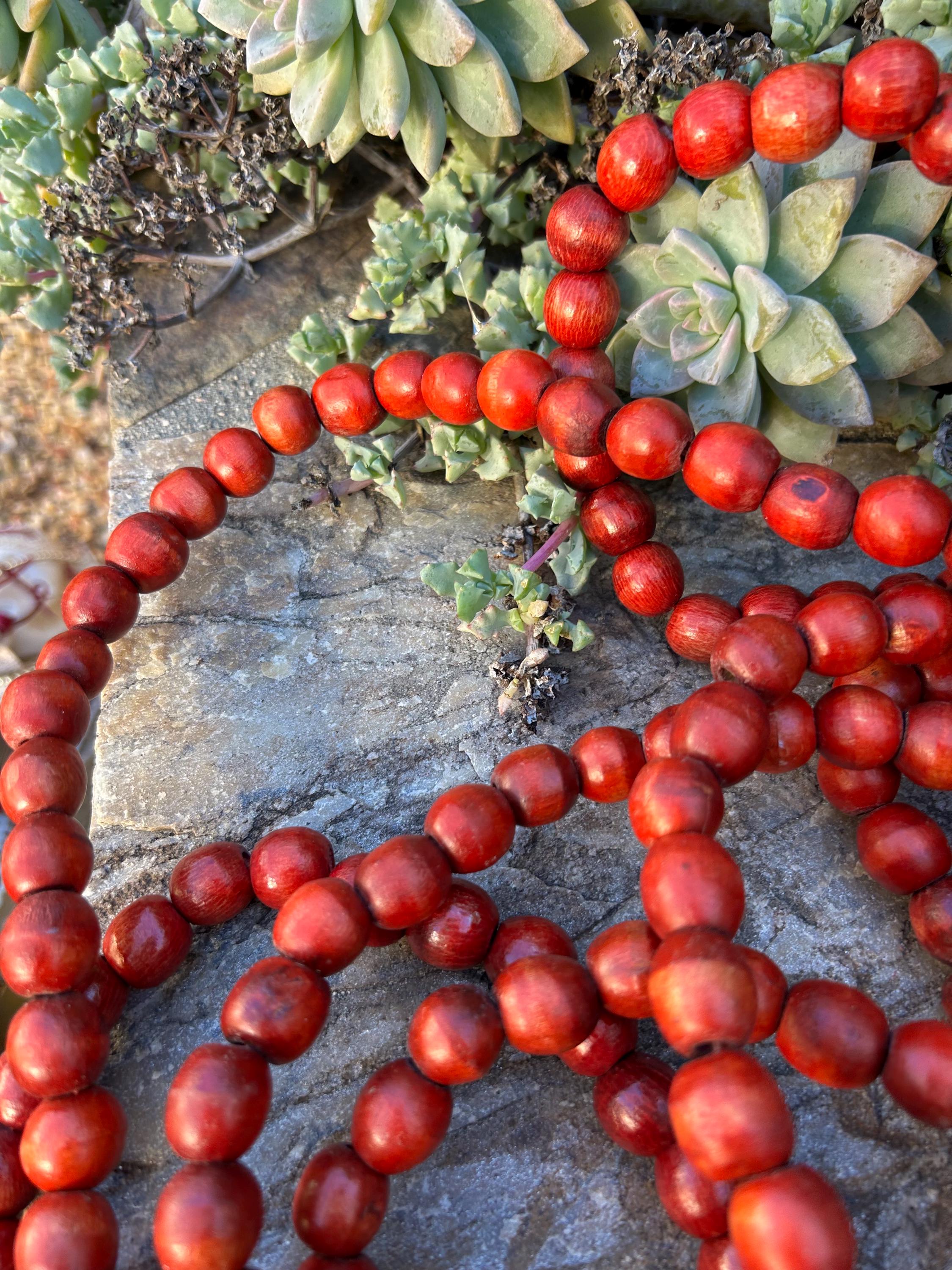 Cranberry Red Wood Beaded Garland - Etsy