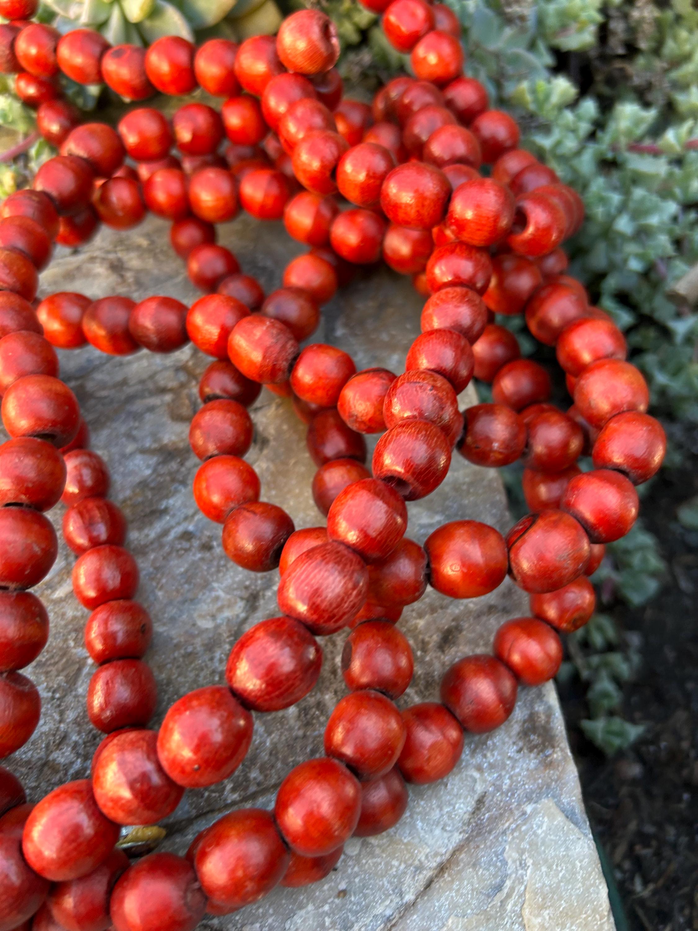 Cranberry Red Wood Beaded Garland - Etsy