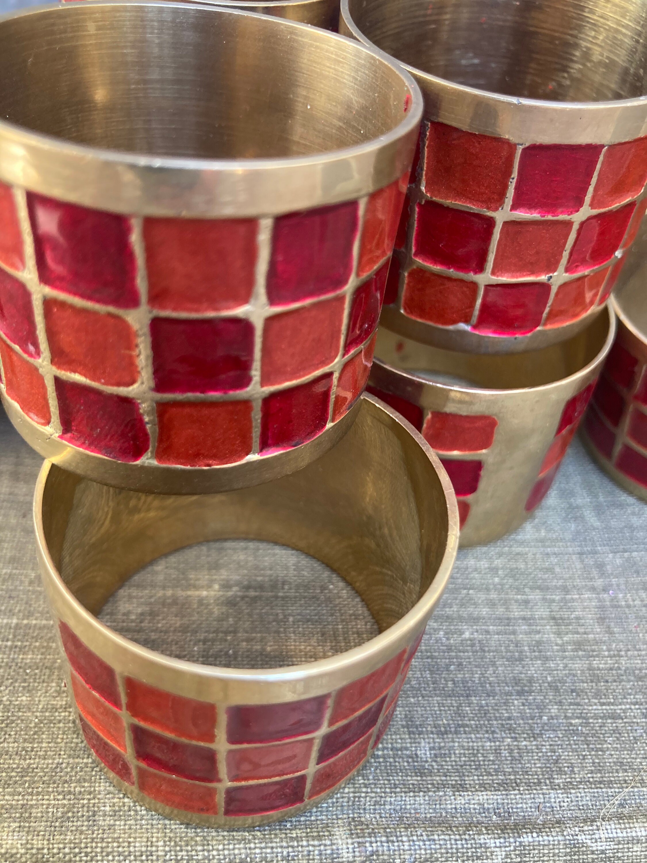 10 Red Enamel Metal Napkin Rings - Etsy