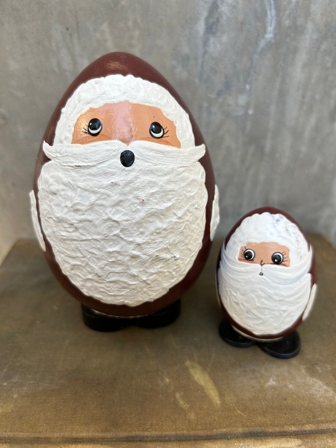 Adorable Wood Santa Egg Shaped Set - Etsy
