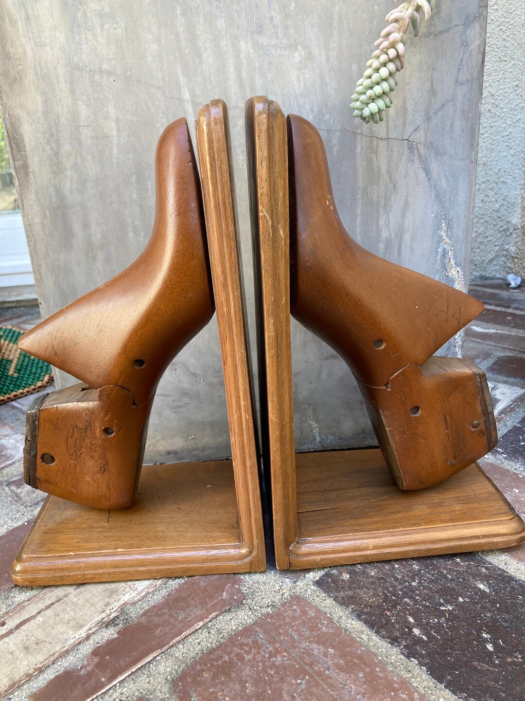 Vintage Solid Wood Shoe Bookends - Etsy