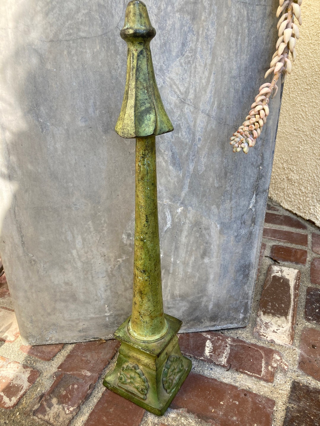 Rustic Green Metal Decorative Obelisk 15" Tall - Etsy