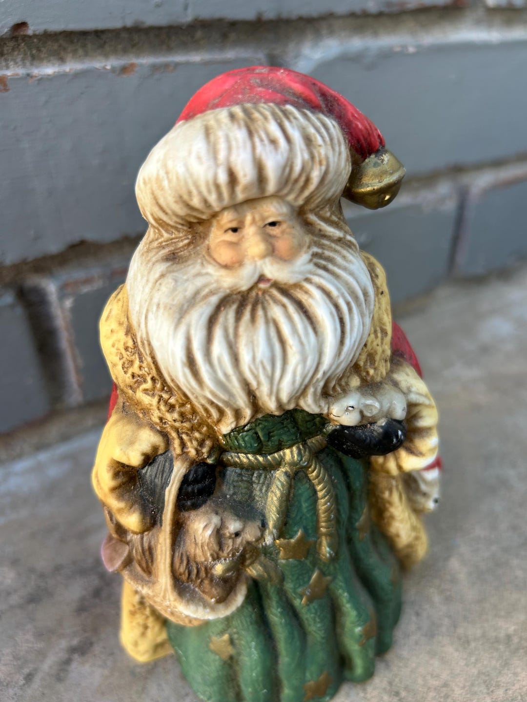 Santa Ceramic Figurine With Puppies! - Etsy