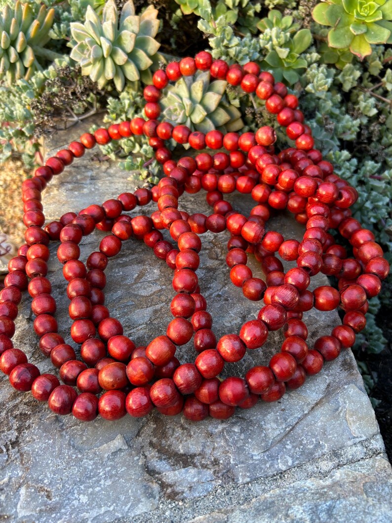 Cranberry Red Wood Beaded Garland - Etsy