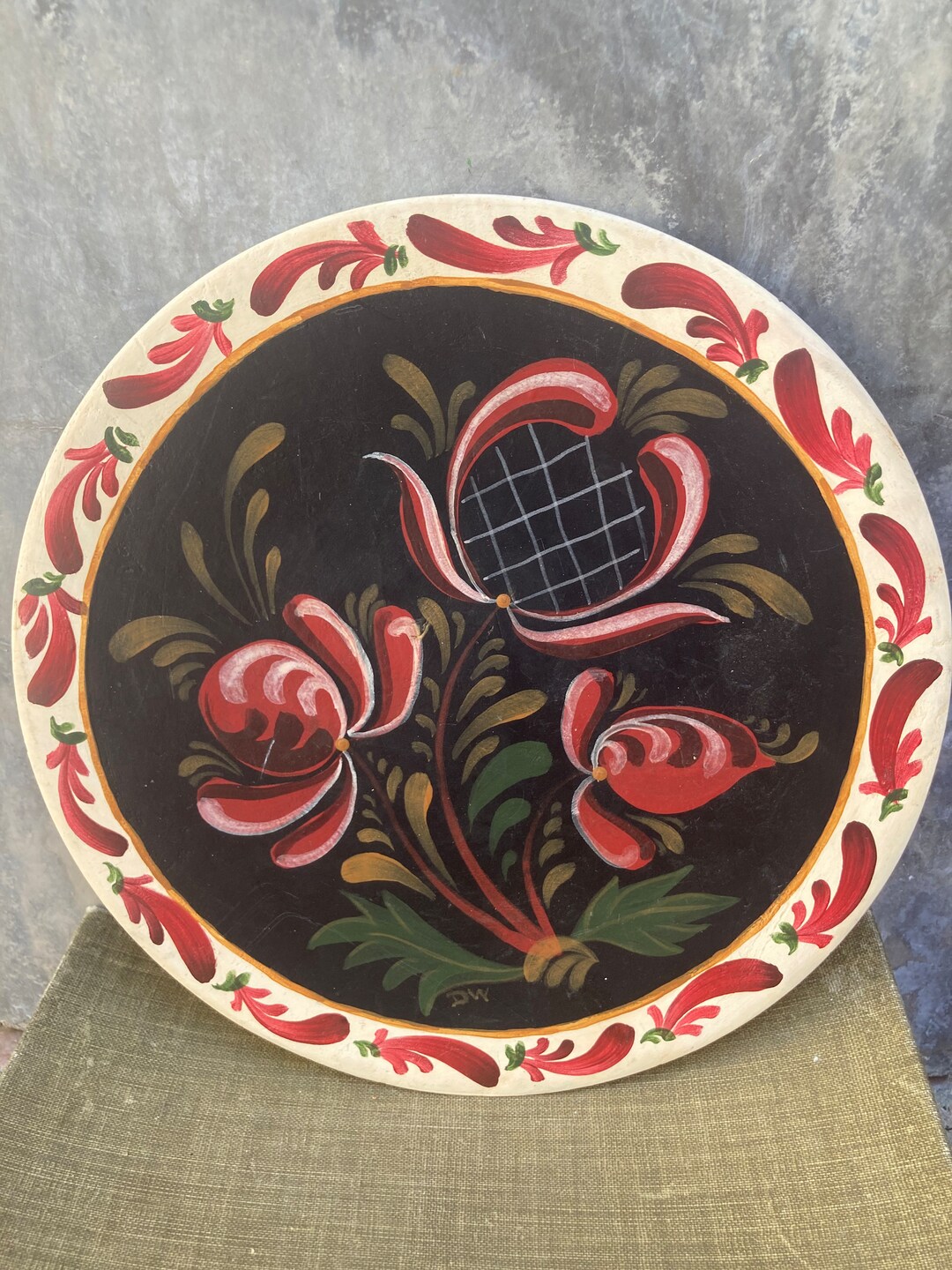 Folk Art Decorative Wood Plate - Etsy