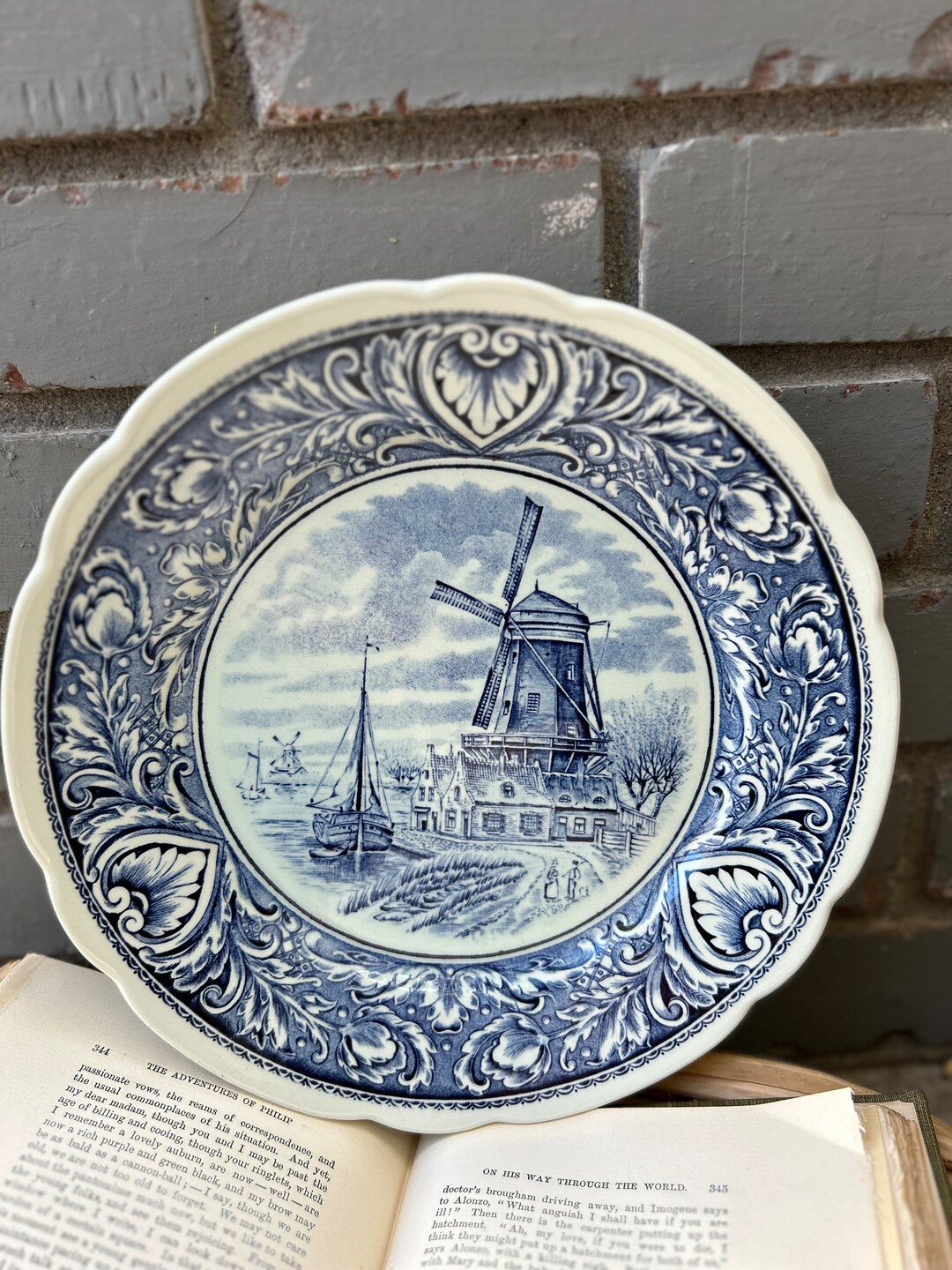 Gorgeous Blue and White Delfts Scenic Windmill Plate - Etsy