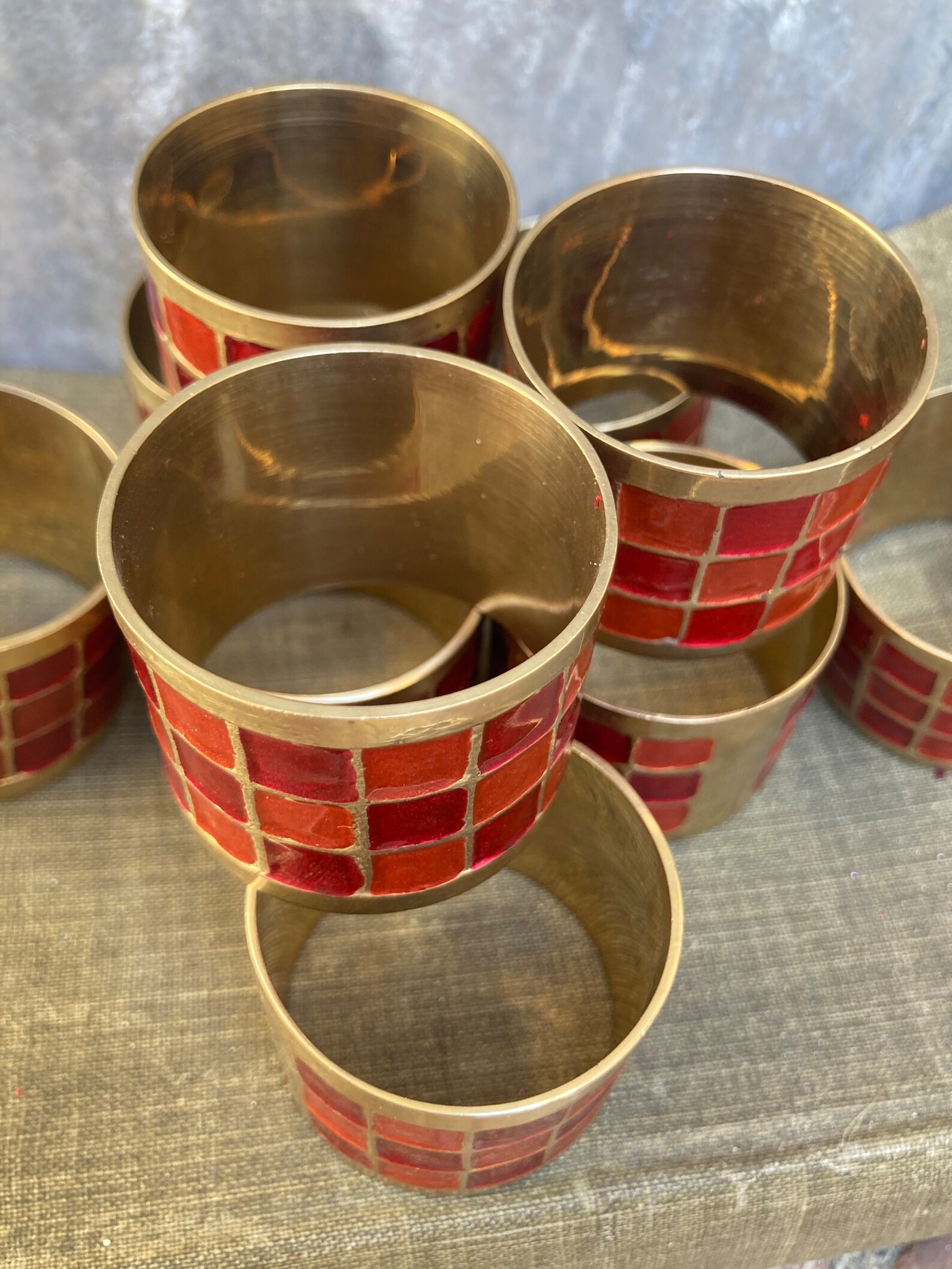 10 Red Enamel Metal Napkin Rings - Etsy